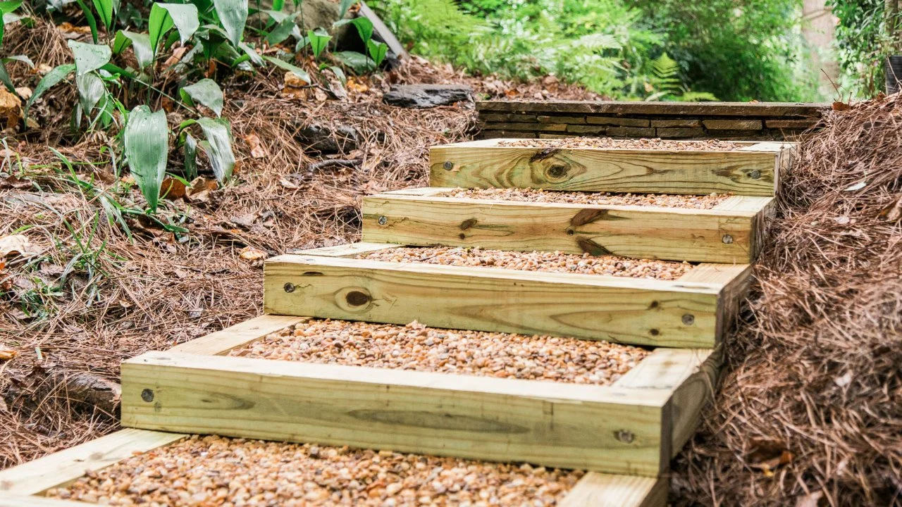 Landscape Timber Steps Plans Anti Slip Stair Nosings | Home And Garden